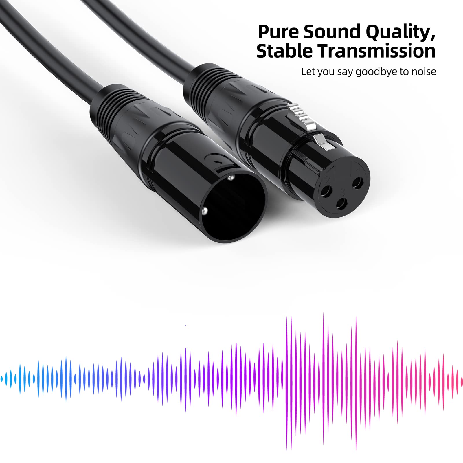 DteeDck XLR Cable 6ft, XLR Microphone Cable 3 Pin Male to Female, XLR to XLR Balanced Mic Cord for Microphone Speakers Mixer and Pro Devices