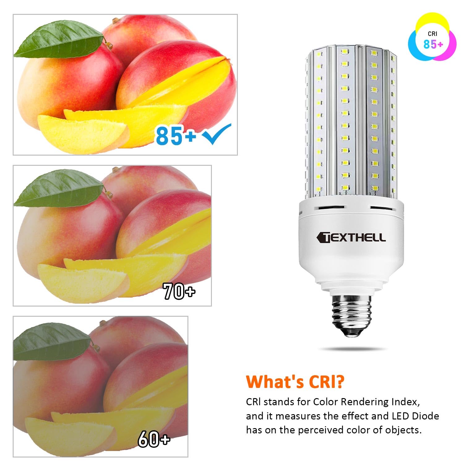 TEXTHELL LED Light Bulb 500W Equivalent 7500 Lumen Led Corn Light Bulb,2 Pack 5000K Daylight White E26 LED Bulbs for Large Area Lighting Wide Application for Warehouse