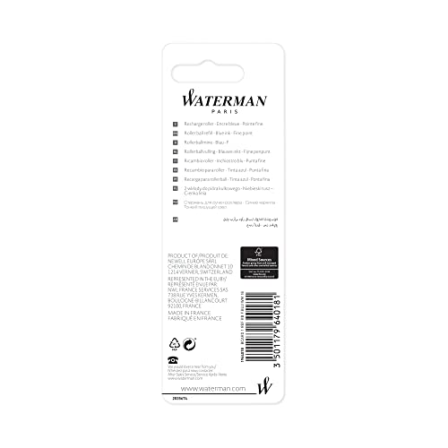 Waterman Rollerball Refill for Rollerball Pens, Fine point, Blue ink (540961)