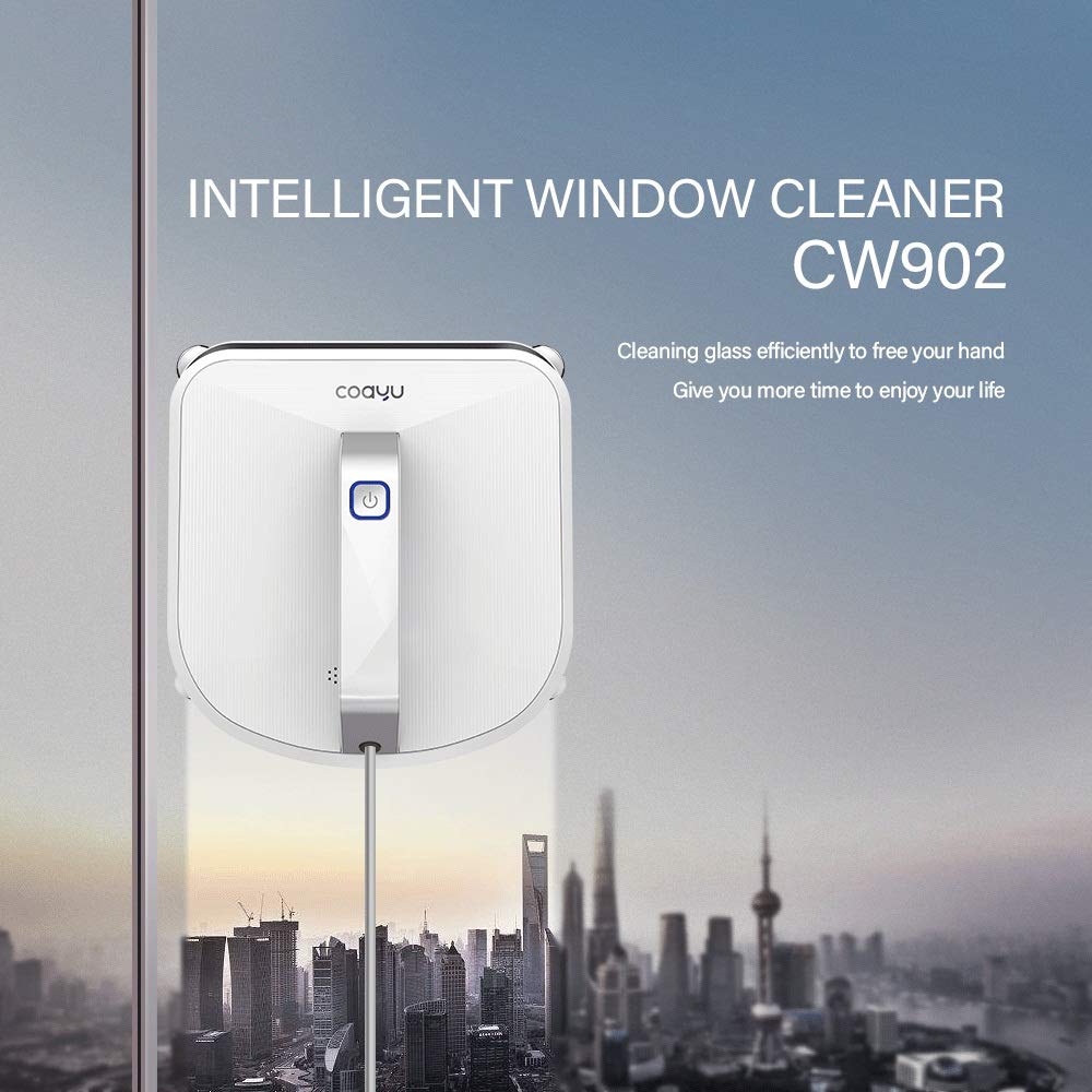 COAYU Robot Window Cleaner, CW902 Window Cleaning Robot with Remote Control, Cleaning Kinds of Horizontal Windows, Sliding Glass Doors, Marble Bathroom Floors & Walls, and Kitchen Floors