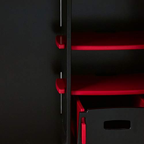 Legaré Furniture Children's Desk with Shelves and File Cart Set for Kids, Red and Black