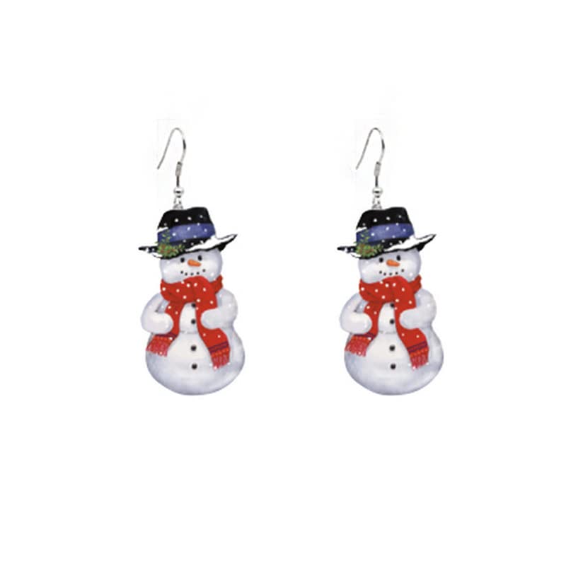 Christmas Earrings for Women,Snowman Earrings Xmas Snowman Drop Dangle Earrings Acrylic Truck Tree Garland Red Green Earrings Festive Gifts Holiday Accessory (Snowman)