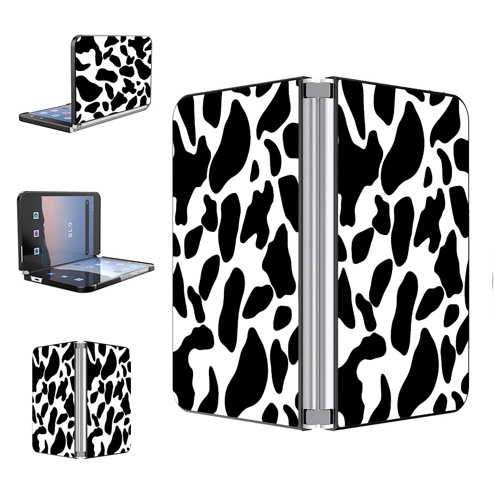 Case for Microsoft Surface Duo 2020, Dikoer Microsoft Surface Duo Phone Case for Women Men, Heavy Duty Ultra Slim Hard PC Back Shockproof Flip Cover for Microsoft Surface Duo 8.1", Cow Print