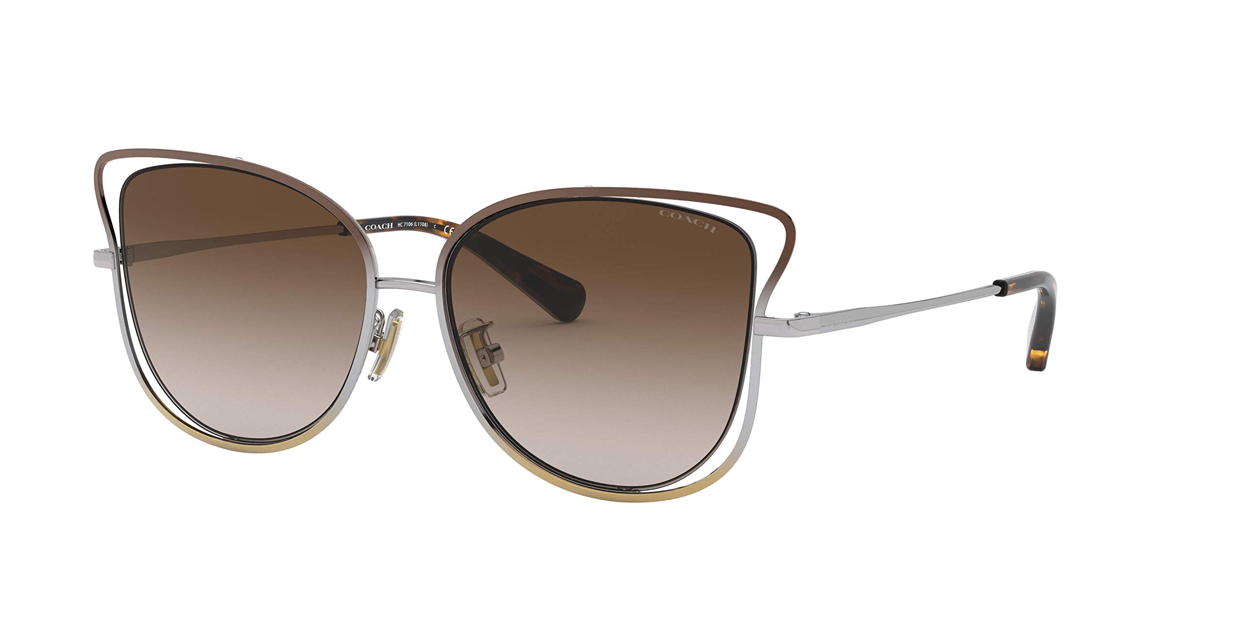 Coach HC7106 L1108 Square Sunglasses 55 mm Shiny Brown/Silver/Light One Size