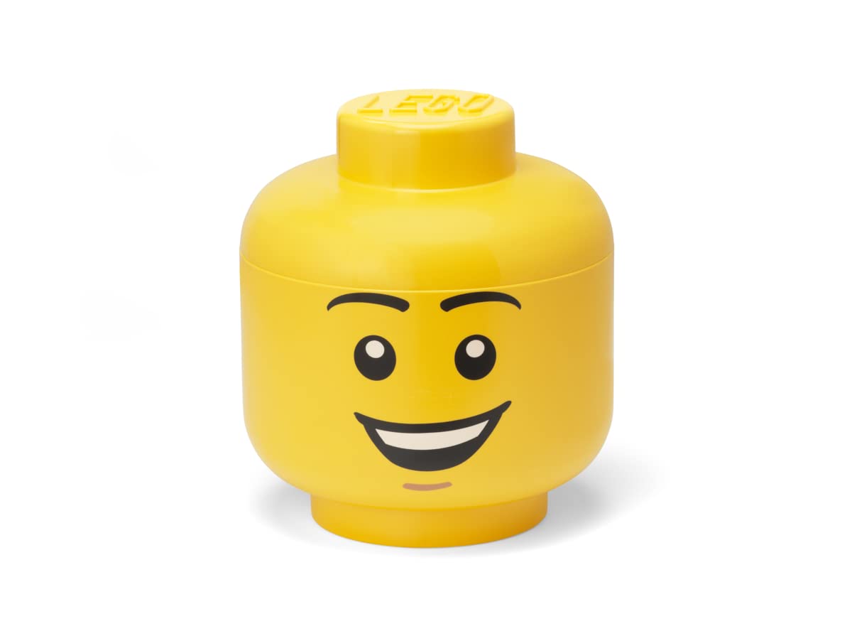LEGO Iconic Storage Head Large, Stackable Storage Box, 8,5 L, Yellow, Happy Boy