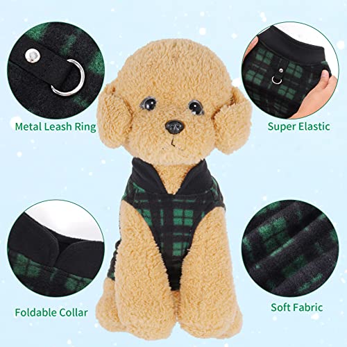 Rbenxia 4 Pieces Buffalo Plaid Dog Sweaters with Leash Ring Soft Fleece Vest Dog Pullover Warm Jacket Pet Dog Clothes Winter Dog Outfits for Small Puppy Cat Pets (Medium)