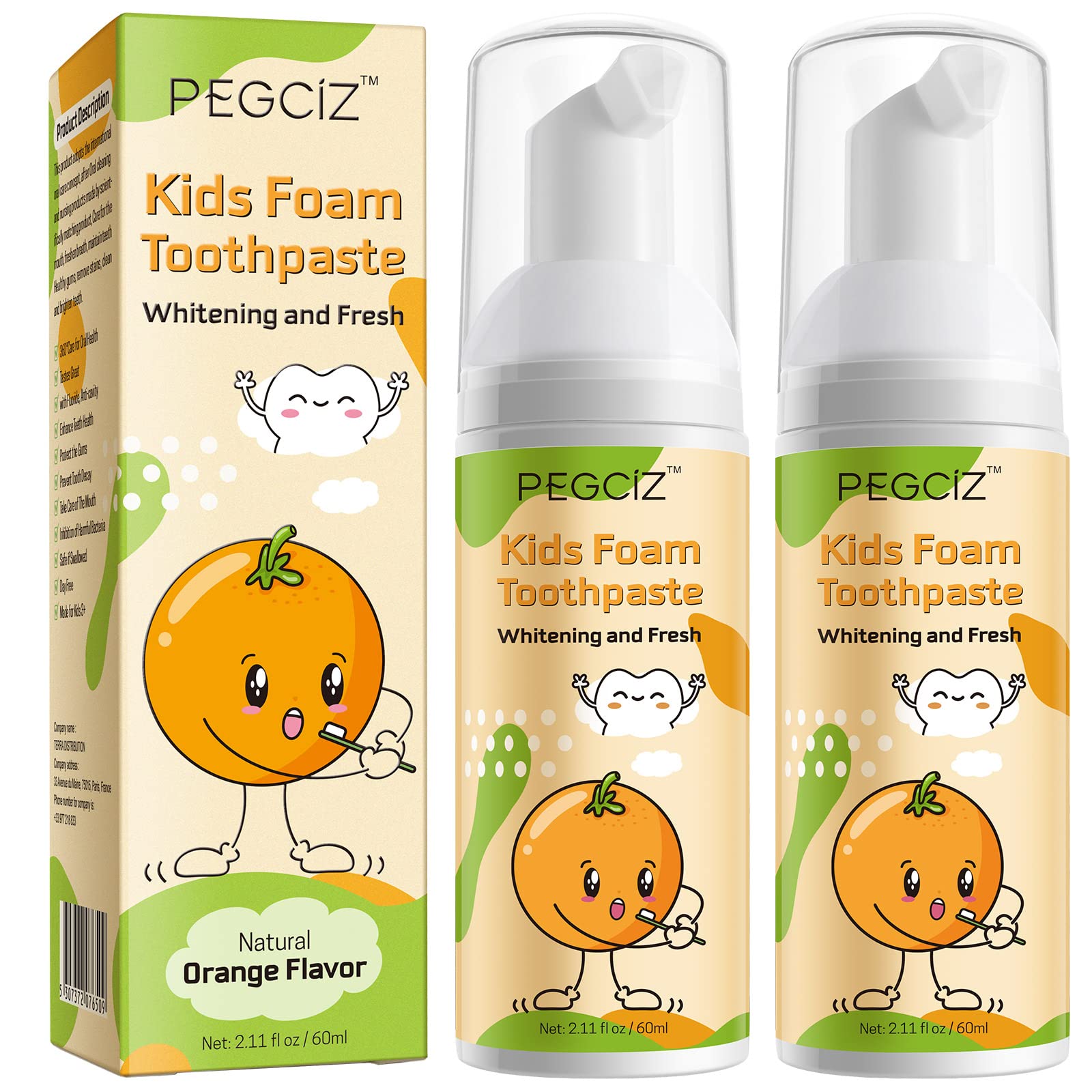 Foam Toothpaste Kids 6 Pack, Toddler Toothpaste with Low Fluoride for U Shaped Toothbrush, Foaming Toothpaste and Mouthwash for Dental Care for Children