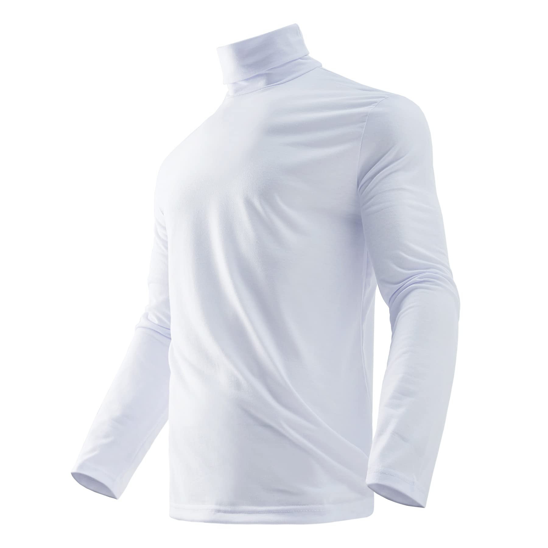 Dicodoum White Turtleneck Mens Slim Fit Thermal Pullover Sweaters Long Sleeve Undershirt Base Layer Tops Fashion T-Shirt S
