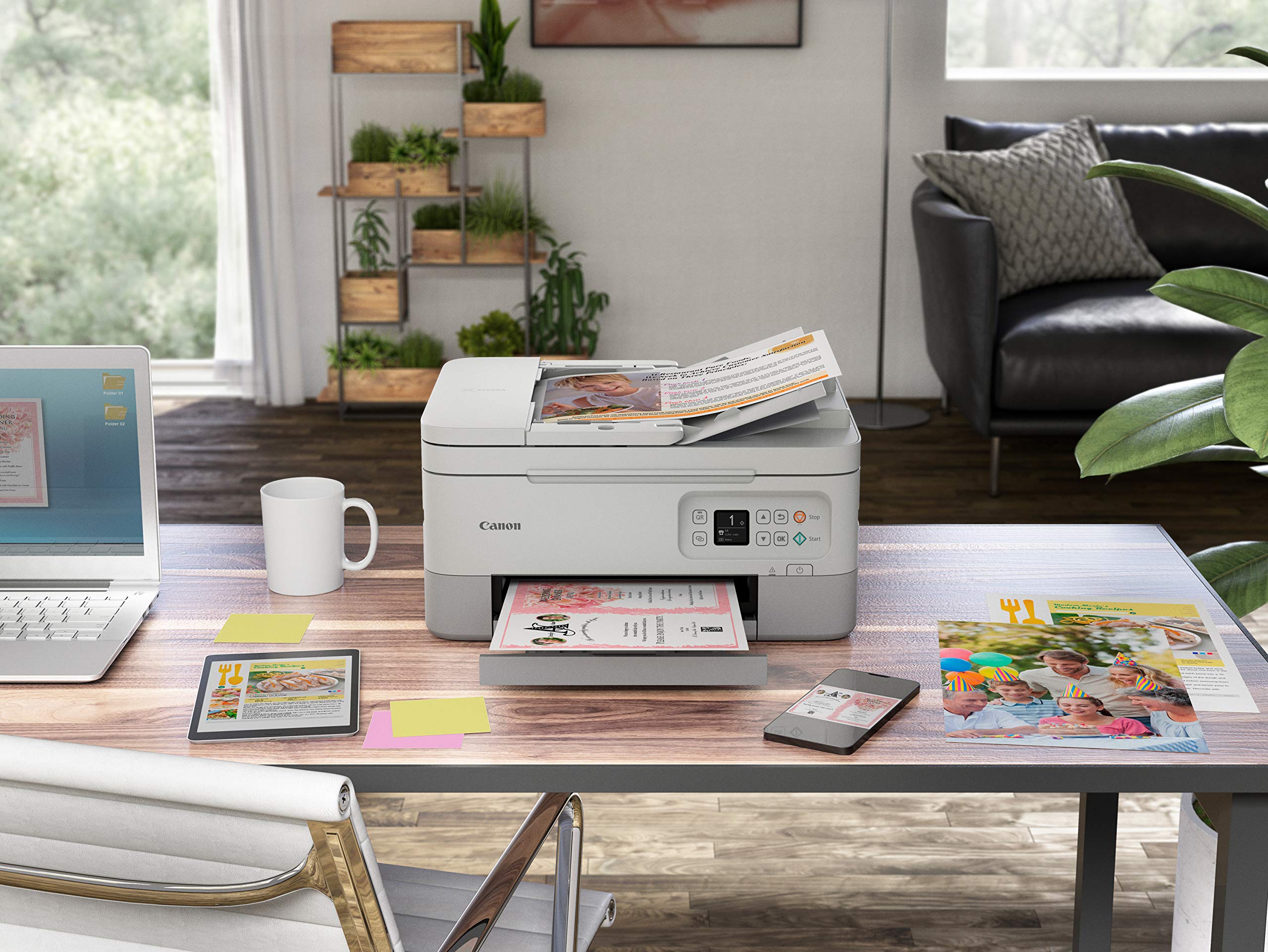 Canon TR7020 All-in-One Wireless Printer for Home Use, White, Compact (4460C022)