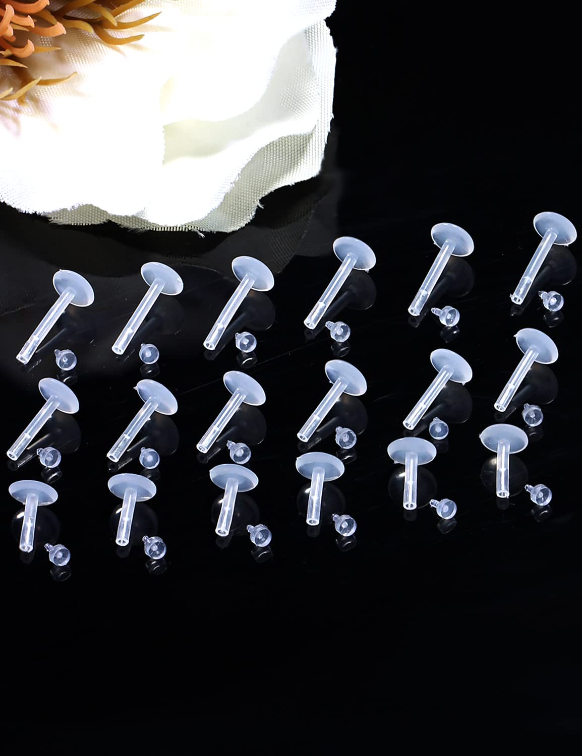 Cisyozi 16g Clear Earring for Sport Nose Stud Ring Work surgery Plastic Lip Labret Monroe Medusa Ring Acrylic Silicone flexible Flat Back Cartilage Helix Tragus Earring Stud Piercing Retainer Jewelry