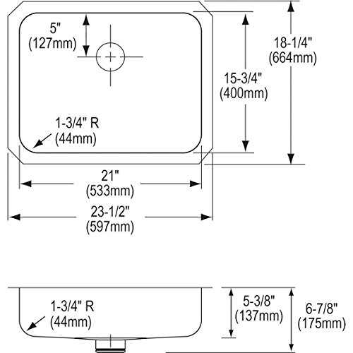 Elkay ELUHAD211555PD Lustertone Classic Single Bowl Undermount Stainless Steel ADA Sink with Perfect Drain