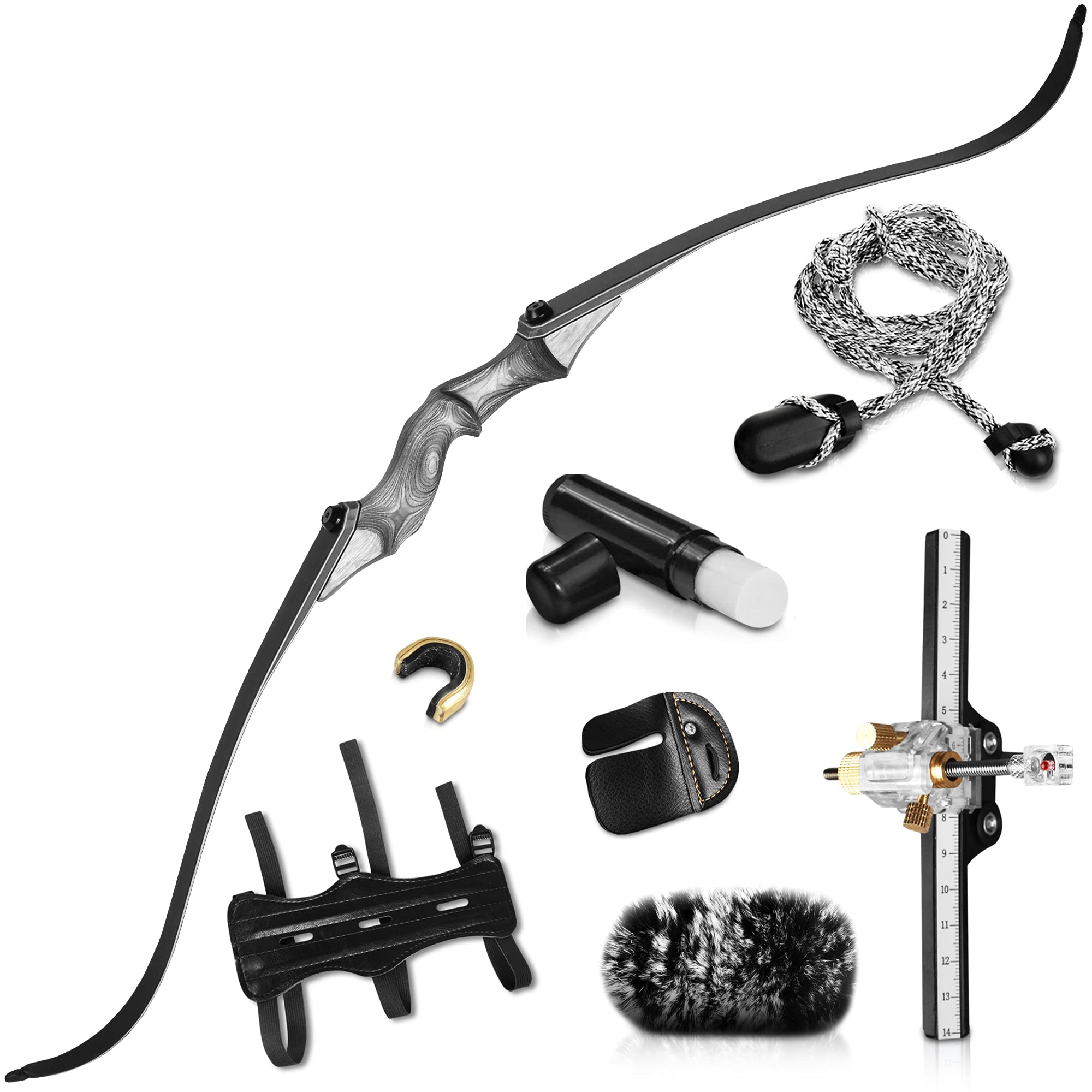 CREATIVE XP Takedown Recurve Bow Set for Adults, Youth, or Beginners – 60” Hunting Target Shooting Archery Bows with Wooden Riser and Fiberglass Limbs – Traditional Right Handed Longbow - 30 Lbs