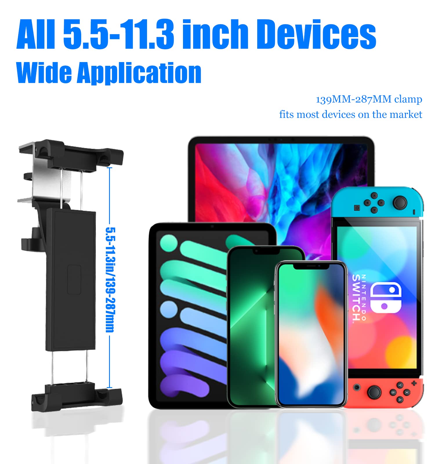 Charchendo Kitchen Tablet Mount, Universal Cabinet Tablet Phone Holder Clamp Stand and 360° Adjustable Compatible with iPad Pro 12.9 11 10.5, Air Mini, Samsung Tab and All 5.5-12.9 inch Devices