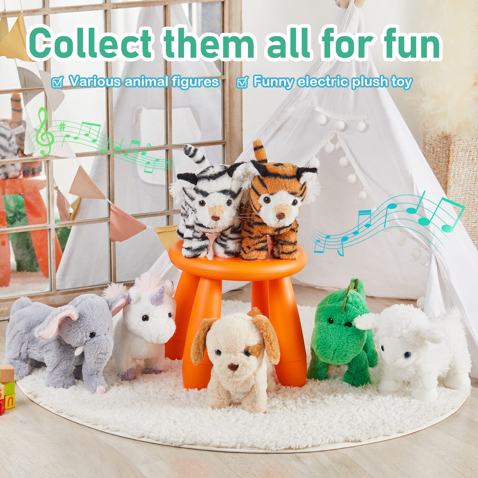 CozyWorld Walking Electronic Elephant Plush Electric Singing Interactive Animated Elephant Funny Plush Toys Tail Wagging Elephant Stuffed Animal Birthday Gifts for Kids,10“