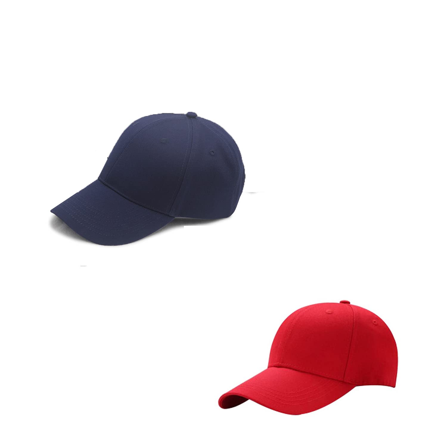 Classic Baseball Cap Low Profile Adjustable Cotton Caps for Running Cycling Hiking Golf DriveUnisex Dad Hat Fits Men Women, All Cotton Made (red + Blue)