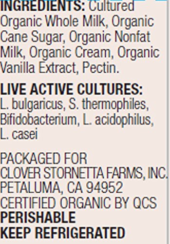 Clover Sonoma, Organic Cream On Top Yogurt, Vanilla, 6 Oz
