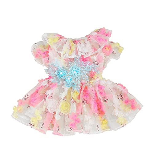 HonpraD Small Dog Shirts for Dress Spring and Summer Pet Clothes Spring Cute Pet Supplies Cotton Peach Dress Birthday Dresses for Large Dogs Girl