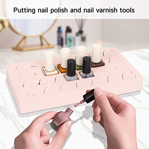 Unaikoo Silicone Lipstick Holder Organizer Brush Holder, Multi-function 28+8 Slots Lipstick Case Organizer for Eyebrow Pencil, Nail Polish, Makeup Brushes, Lipstick, Stationery Pink