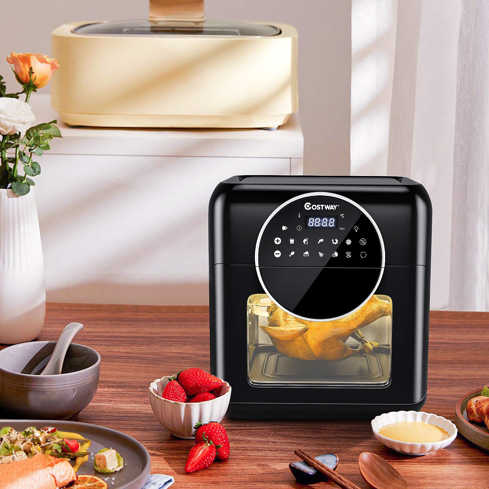 Costway 10.5QT Electric Air Fryer Oven with Digital Touch Screen, 1500W, Oil-Free, Black
