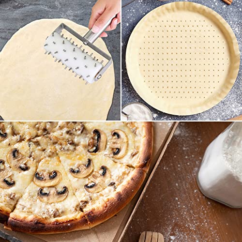 DOXILA Pizza Dough Docker Roller Pins Pastry Dough Tool, Stainless Steel Handle Roller Pin Puncher for Cake Pie Cookies Bread Pastry Baking Cooking Tool
