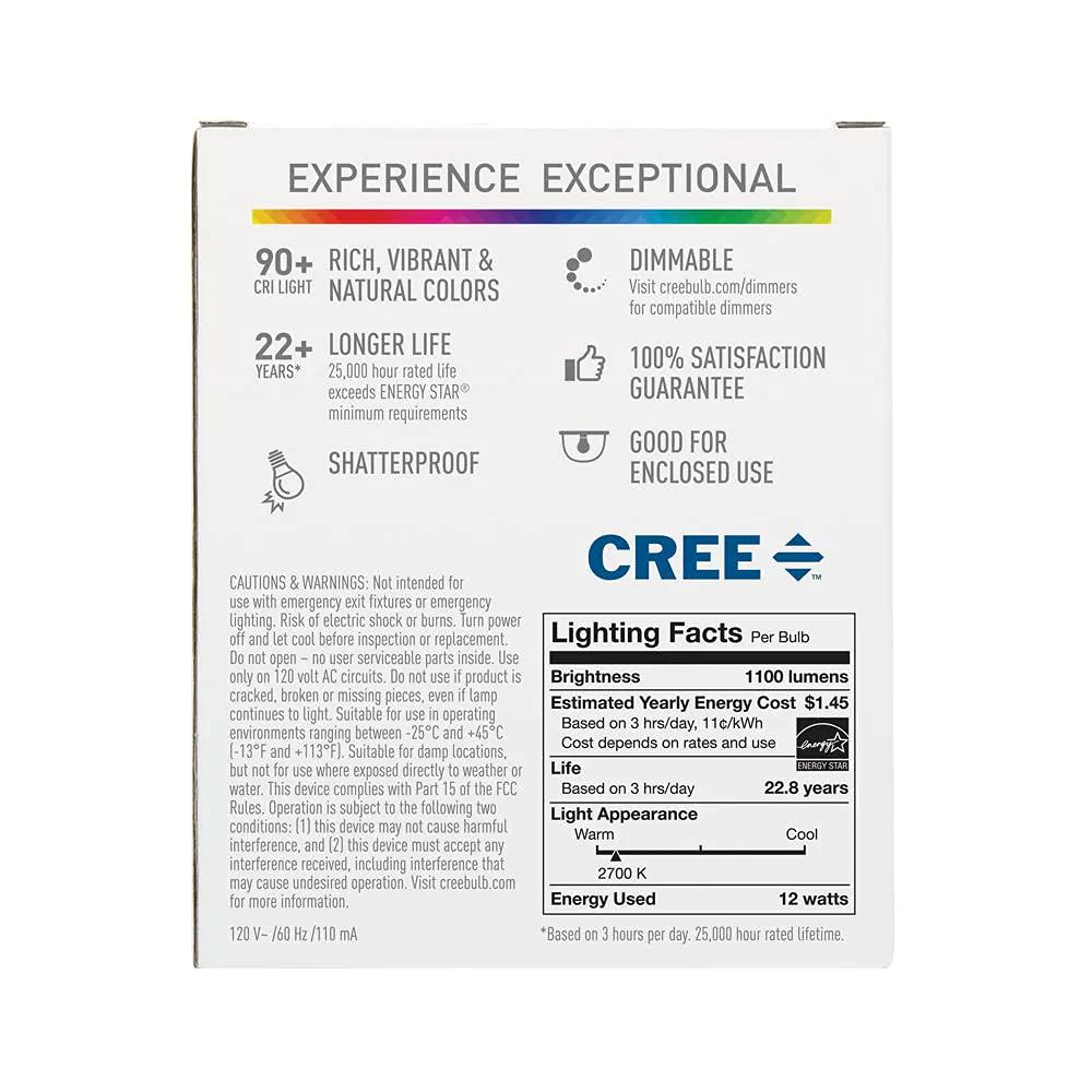 Cree Lighting Exceptional Series A19 Bulb, 2700K Dimmable LED Bulb, 75W + 1100 Lumens, Soft White, [7] 1 Packs