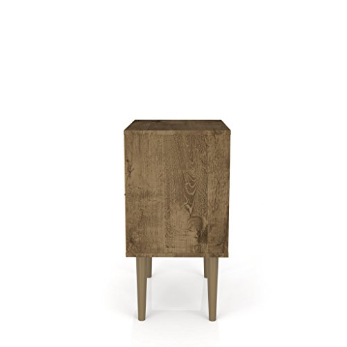 Manhattan Comfort Liberty Mid Century Modern Nightstand with Drawer and Cubby, Bedside Table for Bedroom and Living Room, Night Stand Accent Decor, Easy Assembly, Brown/Brown