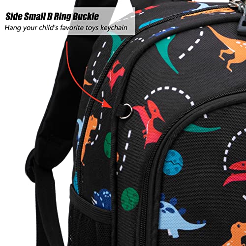 JinBeryl Toddler Backpack Boys, 15 Inch Kids Backpack for Preschool or Kindergarten, Dinosaur Black