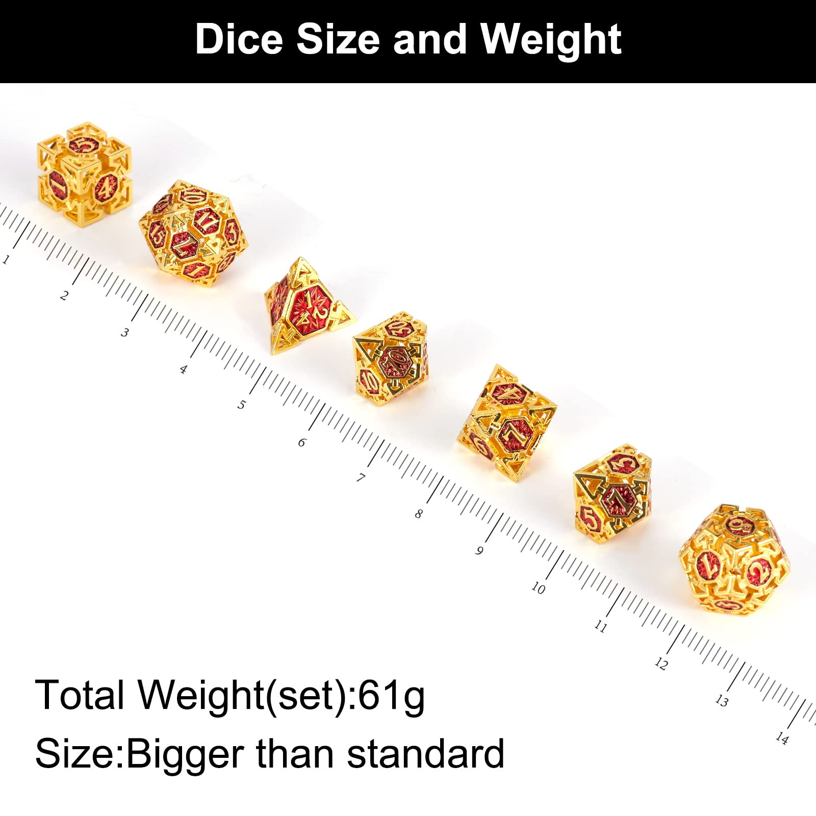 Dungeons and Dragons Dice Metal Dice Dicelings DND Polyhedral Hollow Dice Set for D&D RPG MTG Role Playing Table Games