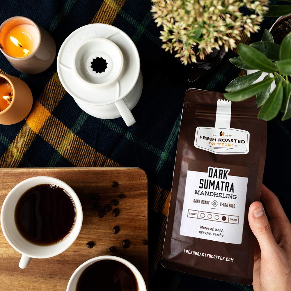 Fresh Roasted Coffee,100% Dark Sumatra Mandheling | 2 lb (32 oz) | Single Origin | Dark Roast | Kosher | Whole Bean