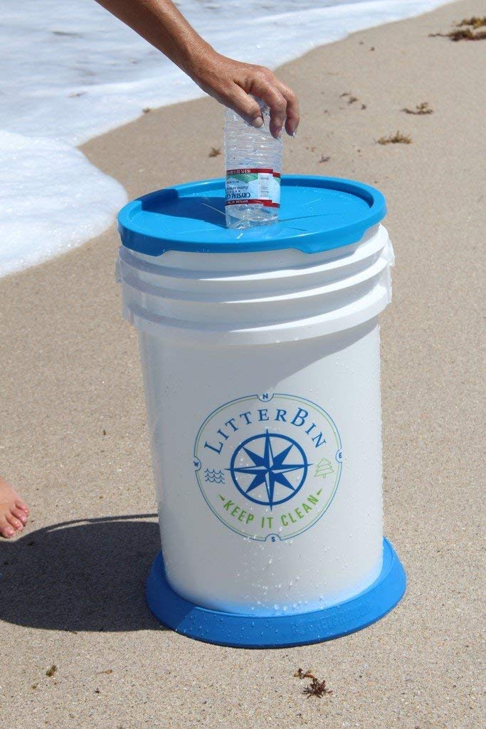 LitterBin Bucket Trash Lid - Blue