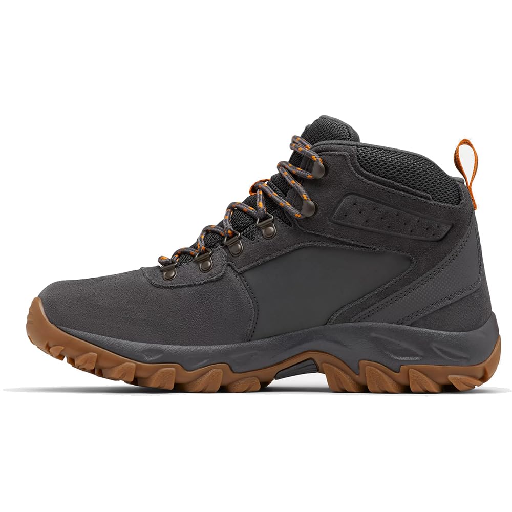Columbia Men's Newton Ridge Plus II Suede Waterproof Hiking Shoe, Dark Grey/Gold Amber, 8