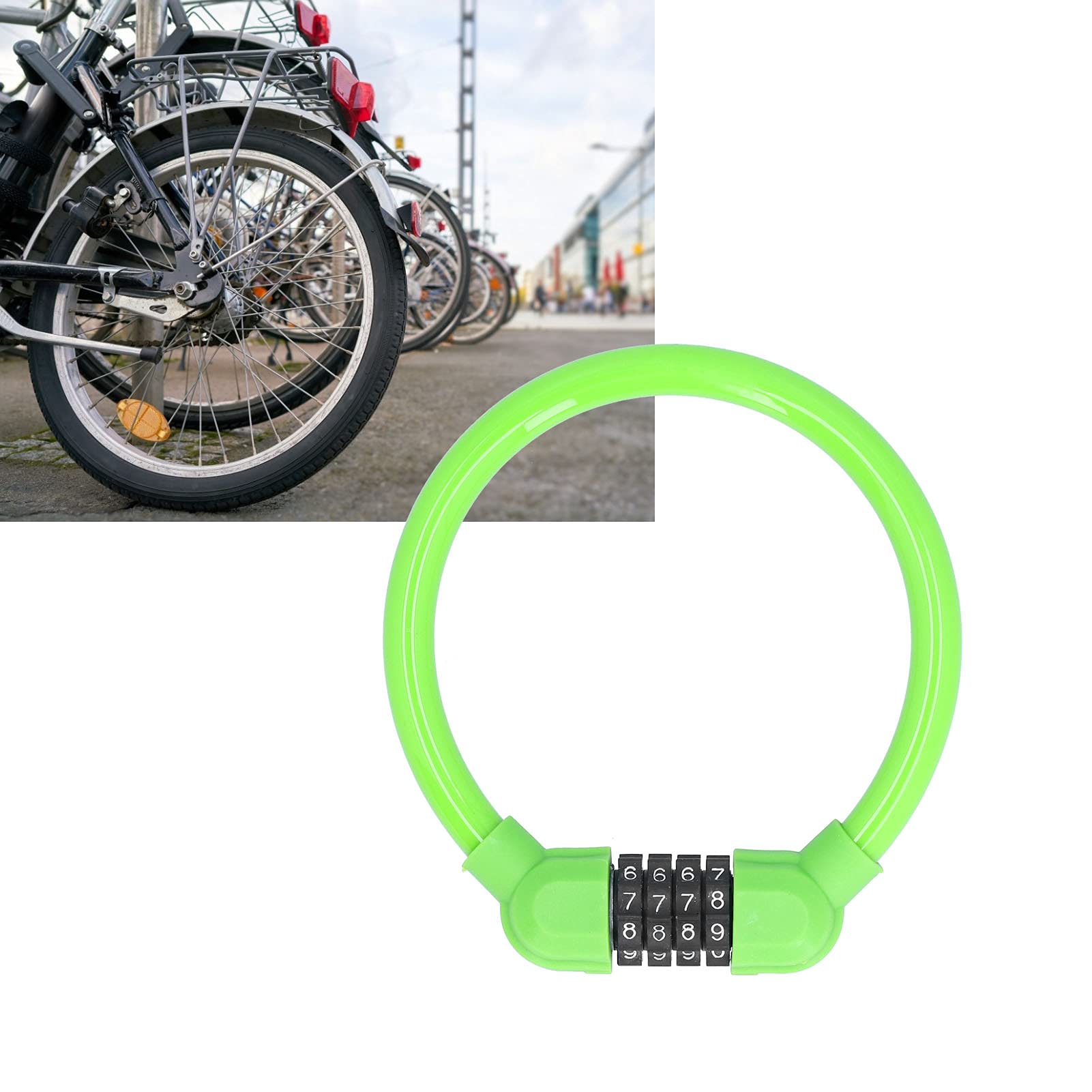 CHICIRIS Anti Theft Bike Lock, Convenient to Carry Bicycle Cable Locks Bike Lock Cable for Cycling for Outdoors(Green)