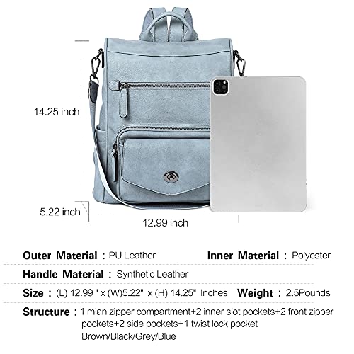 CLUCI Backpack Purse for Women Fashion Large Size Leather Backpacks Convertible Anti-theft Bag