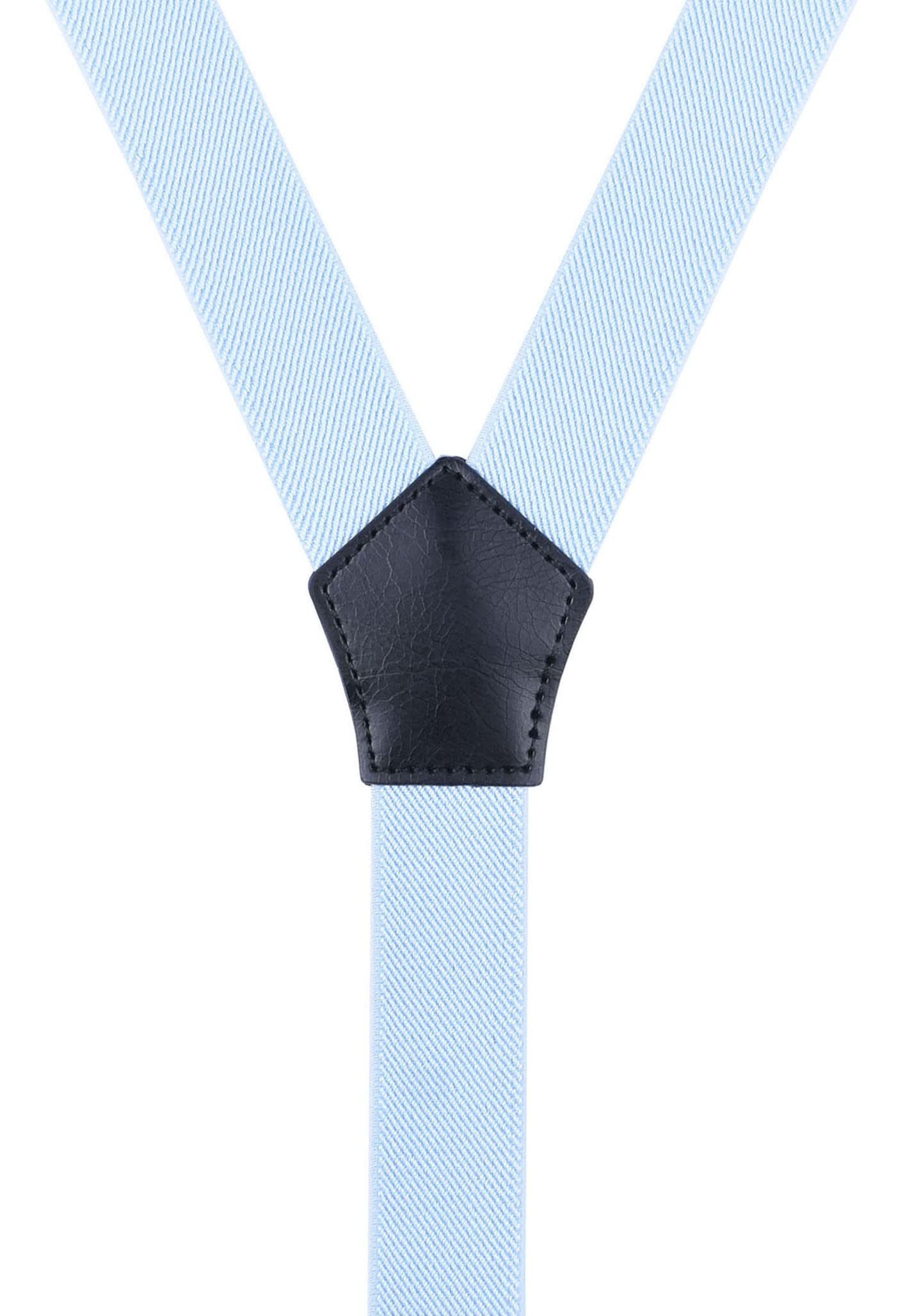 CEAJOO Men's Suspenders and Bow Tie Set Adjustable with Black Metal Clips 47" Blue