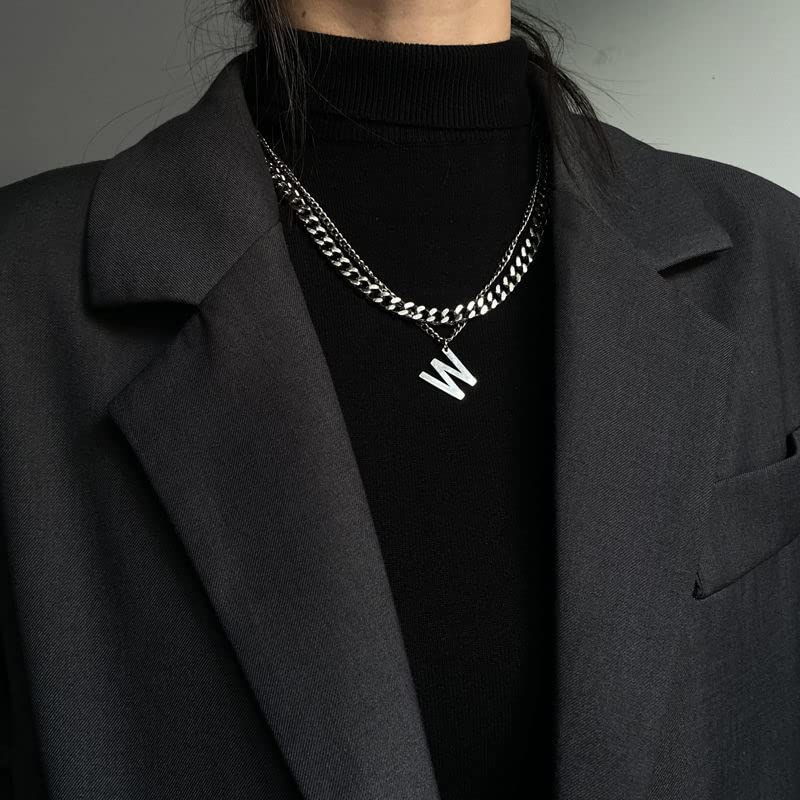 CJIAYUJEW 6 PCS Silver Chain Necklace Men,Emo Punk Goth Chains Necklaces for Womeny2k Chunky Choker Necklace(6PCS)
