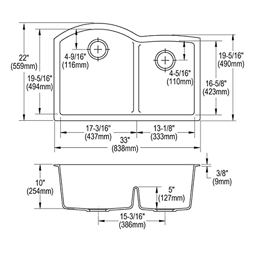 Elkay Quartz Classic ELGHU3322RMC0 Mocha Offset 60/40 Double Bowl Undermount Sink with Aqua Divide