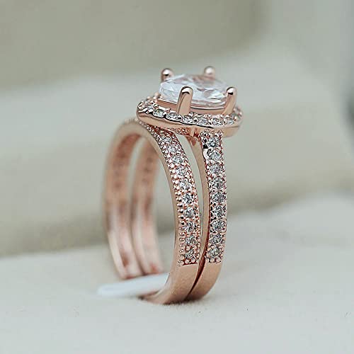 Classic Pear Shaped Water Drop Zircon Engagement Ring Fashion Ladies Trend Ring Set (6)