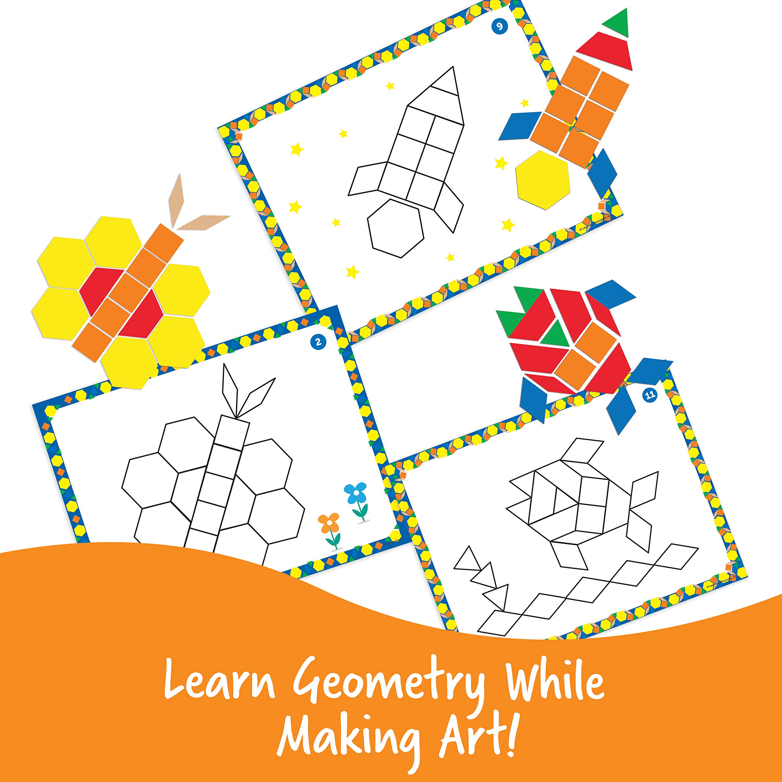 Learning Resources Pattern Block Activity Set, 20 Double-Sided Cards, Puzzles for Kids, Easter Gifts for Kids, Ages 4+