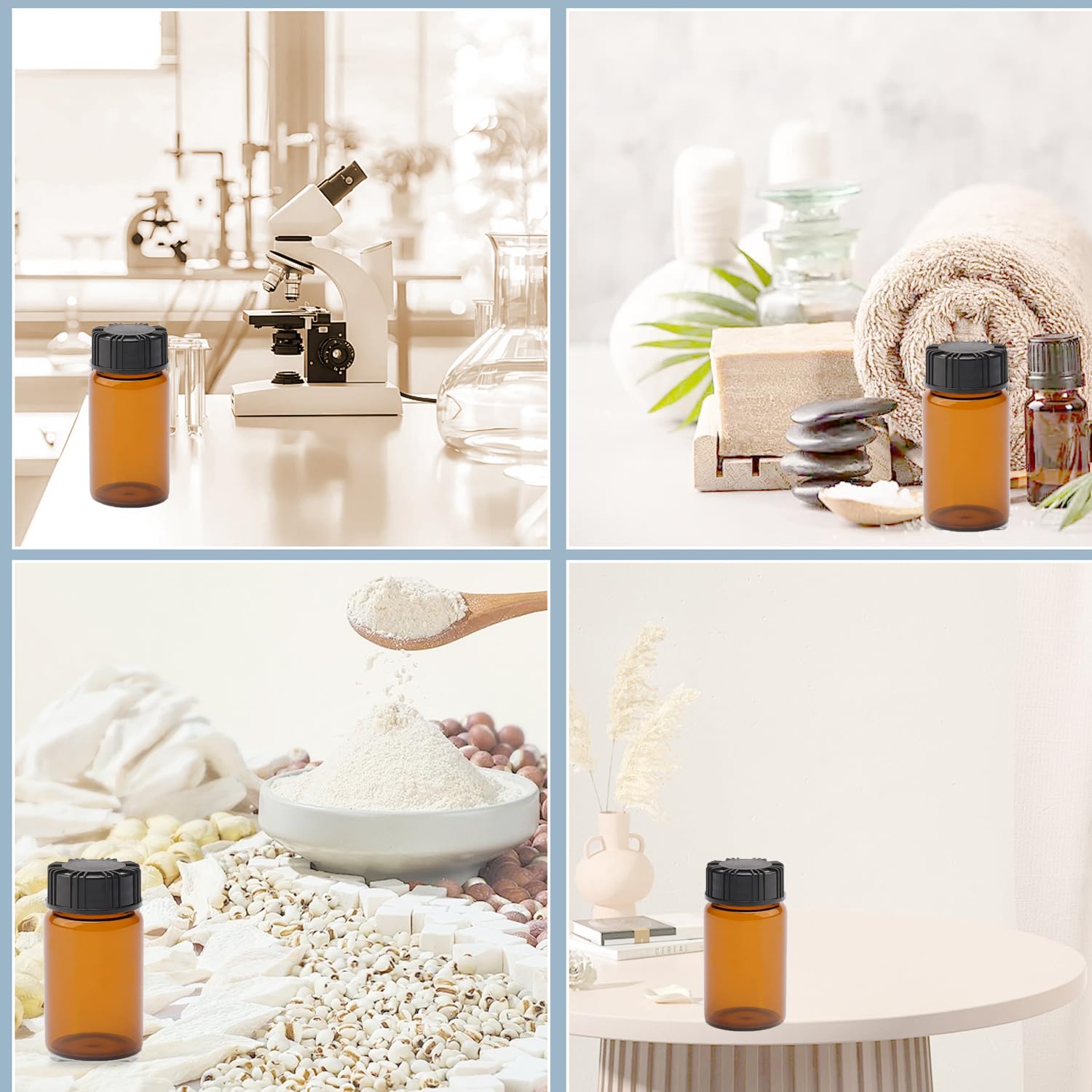 jiuwu 10 Pack Glass Vials with Screw Caps,Amber Small Vials,10 Ml Glass Vials,Glass Bottles for Sample,Essential Oil,Perfume,Liquid Sampling Sample