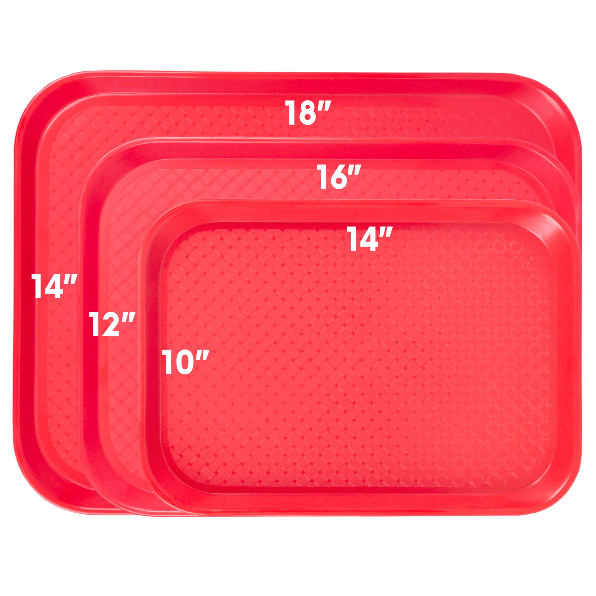 Fast Food Cafeteria Tray | 14 x 18 Rectangular Textured Plastic Food Serving TV Tray | School Lunch, Diner, & Commercial Kitchen Restaurant Equipment (Blue)