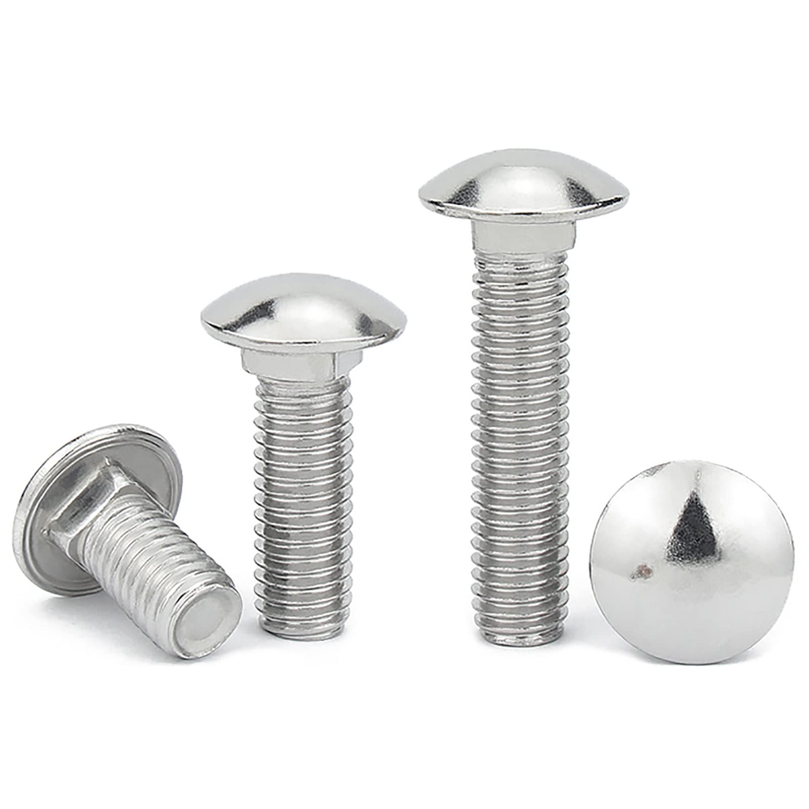 CREULT Carriage Screws Square Neck Bolts M4 Truss Head Half Round Thread 0.7mm Pitch Shelf Machine Fasteners Stainless Steel (50pcs, 18mm Length)