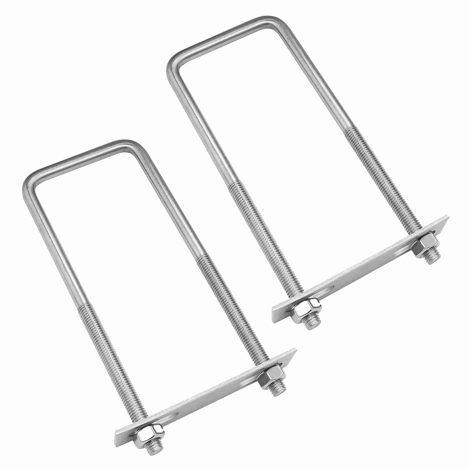 FOCMKEAS 2 Sets 304 Stainless Steel Square U-Bolts 3.15"(80mm) Inner Width, 5.91"(150mm) Length Stainless M10 with Nuts, Frame Plate, Accessories for Automobiles Trailer, Boat Trailer Industrial Parts