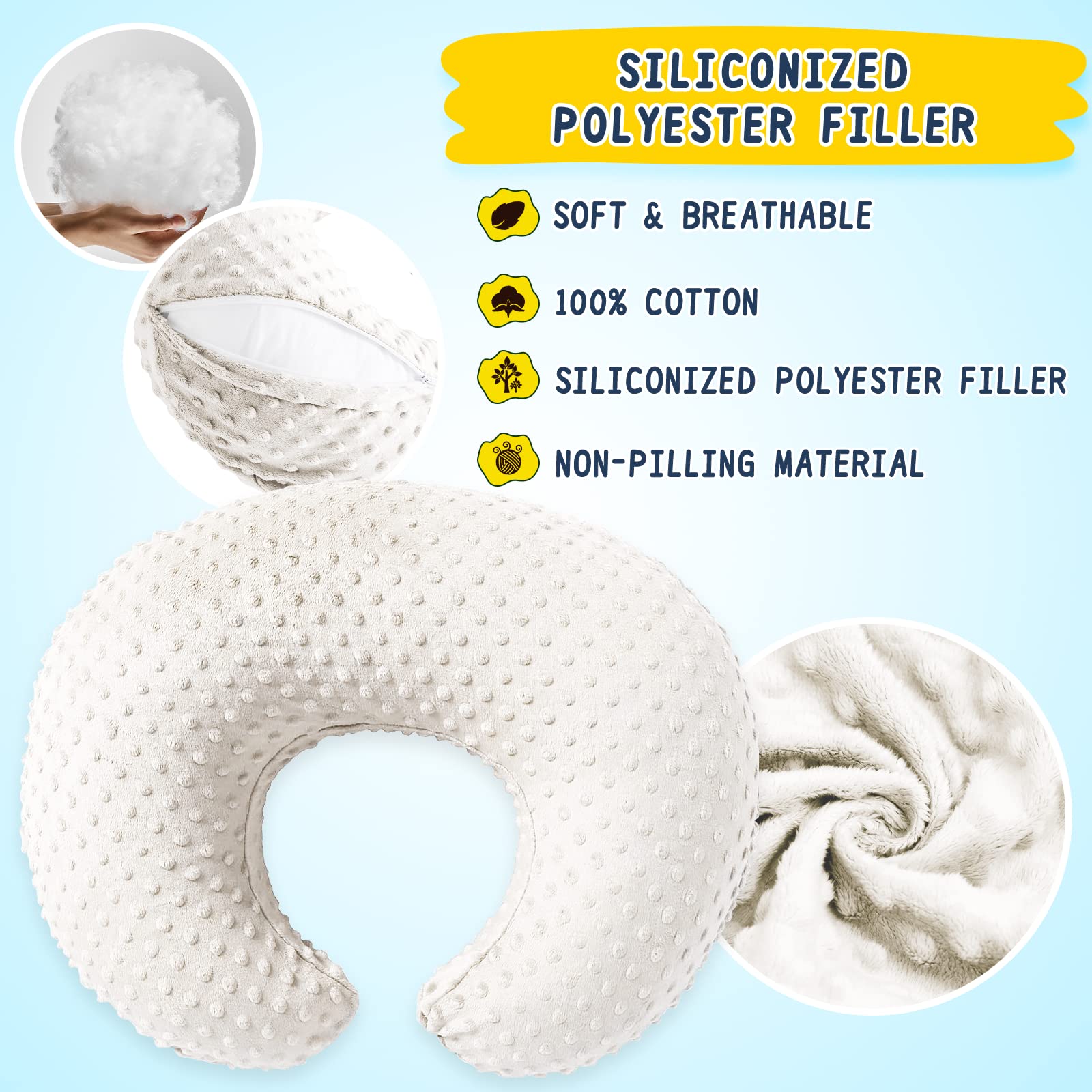 Ezencon Nursing Pillow and Positioner, Breastfeeding and Bottlefeeding Pillow, Breast Feeding Pillow with Removable and Washable Pillow Cover(SkyBlue-dot)