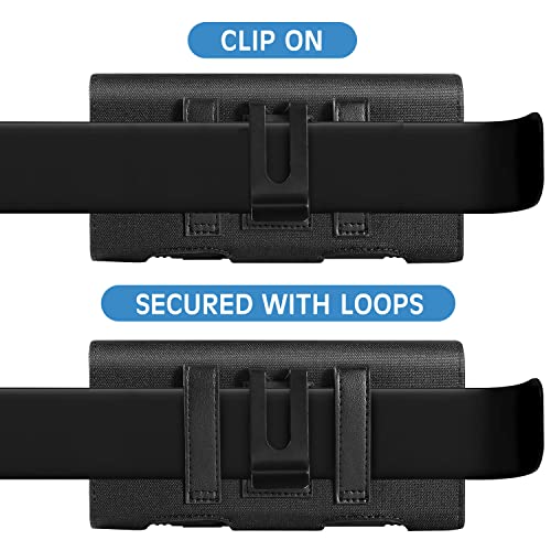 Mopaclle Phone Holster for Galaxy Note 20 Ultra/ S23 Ultra / S21+/ A13/ A14/ A03/ A04s/ A42/ A21/A52 /A53/A73/ iPhone 13 Pro Max/ 15 Plus/Moto G Stylus, Nylon Belt Clip/Loops Phone Pouch Card Holder