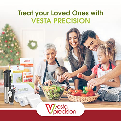 VestaEco Commercially Compostable Vacuum Seal Rolls | Embossed | 8 Inches x 20 Feet (2 Vacuum Seal Rolls) | 11 Inches x 16 Feet (3 Vacuum Sealer Rolls)
