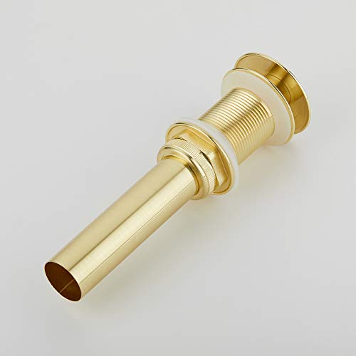 ESFORT Pop Up Sink Drain without Overflow, Bathroom Sink Pop Up Assembly Vessel Sink drain, Brushed Gold
