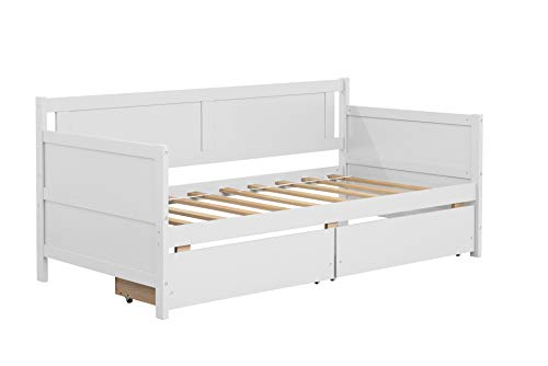HOUAGI Daybed with 2 Storage Drawers,Twin Size Sofa Bed for Bedroom Living Room,White