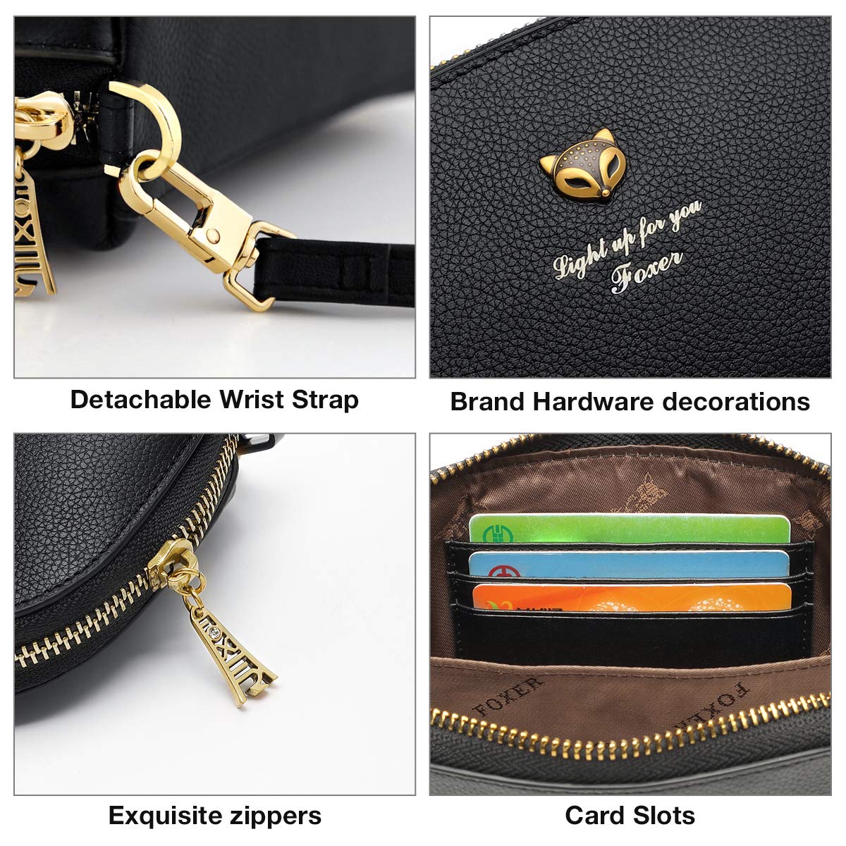 Leather Wallet for Women, Genuine Leather Ladies Clutch Wallet With Wristlet Card Holder Zipper Coin Pocket (black)