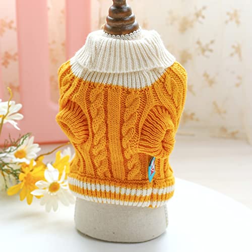 HOUKAI Small Dog Cat Knited Sweater Dog Jumper with Puppy Hoodie Winter Warm Clothes Apparel (Color : Yellow, Size : XL Code)