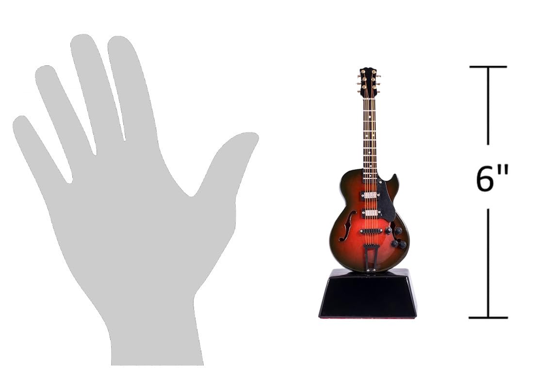 Broadway Gift Electric Guitar Music Instrument Miniature Replica on Stand - Size 6 in.